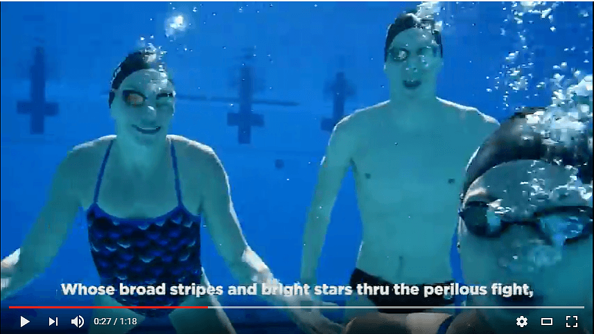 U.S. Olympic Swimming Team Sings the National Anthem - Underwater