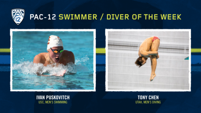 USC's Puskovitch, Utah's Chen Earn Pac-12 Men's Weekly Swim & Dive Honors