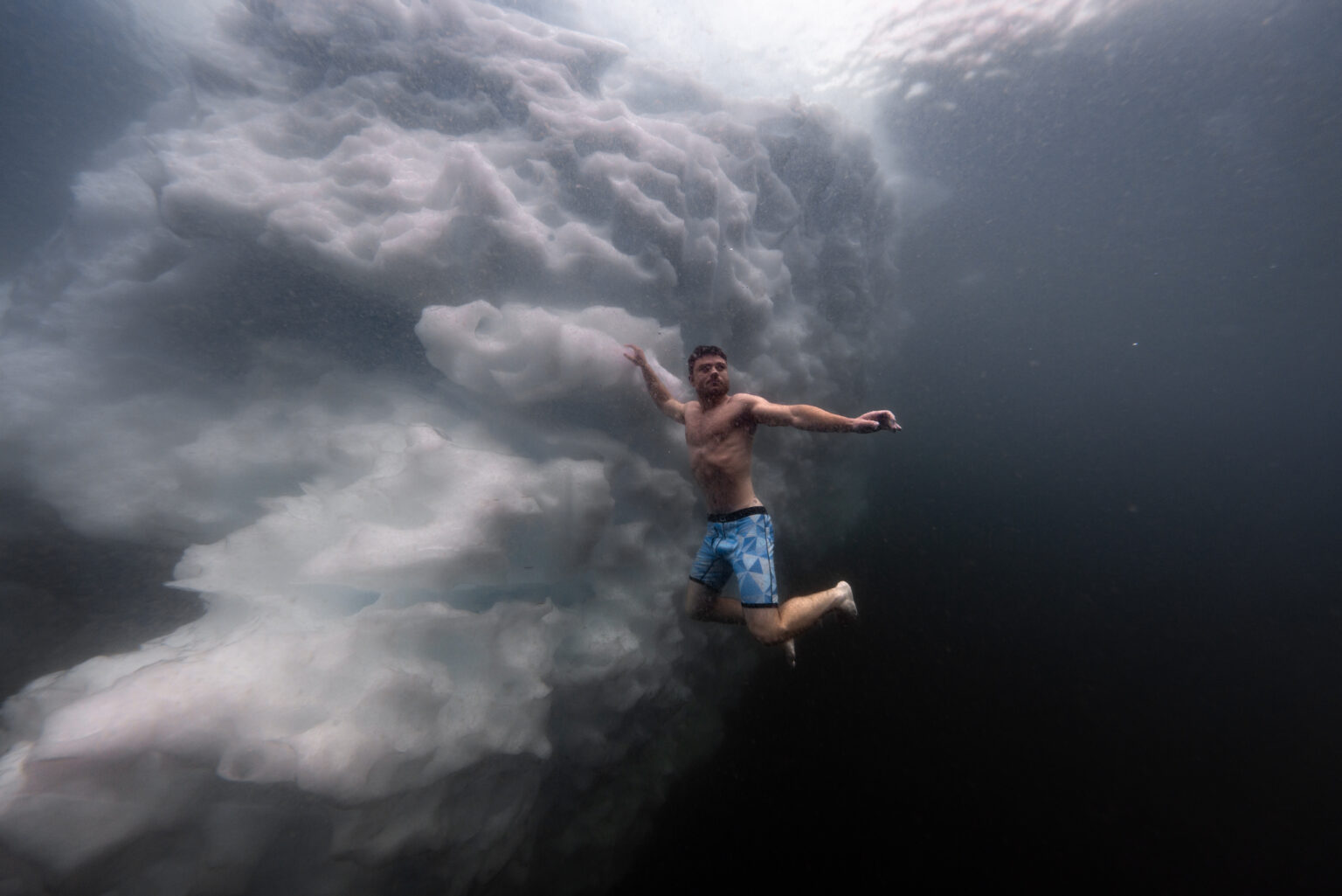Man Freedives Under an Iceberg for Men’s Mental Health Awareness (Video)