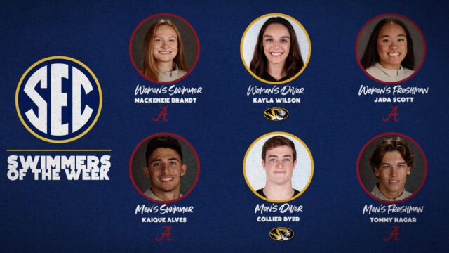 Alabama's Alves, Brandt Earn SEC Swimmer of the Week Honors
