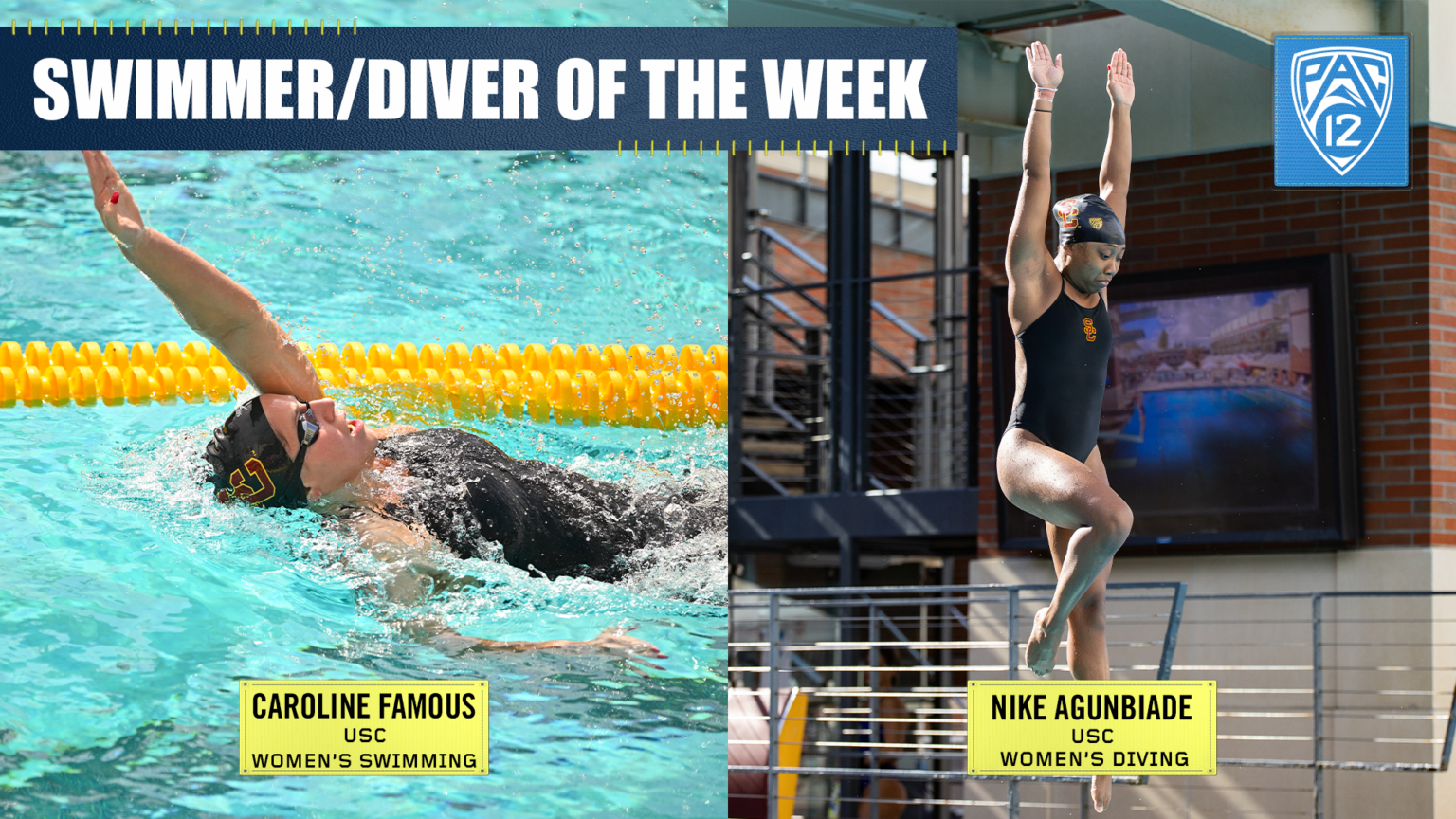 USC's Famous, Agunbiade Named Pac-12 Women's Swimmer & Diver of the Week