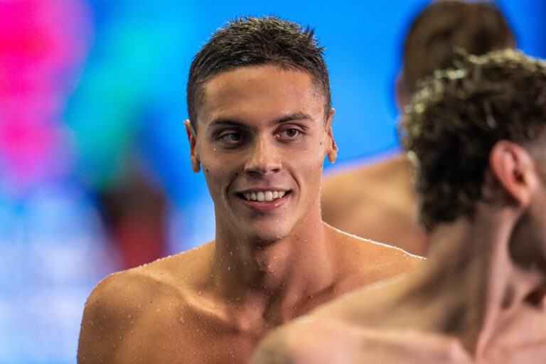 Olympic Champion David Popovici Splits 46.97 100 Free Anchor